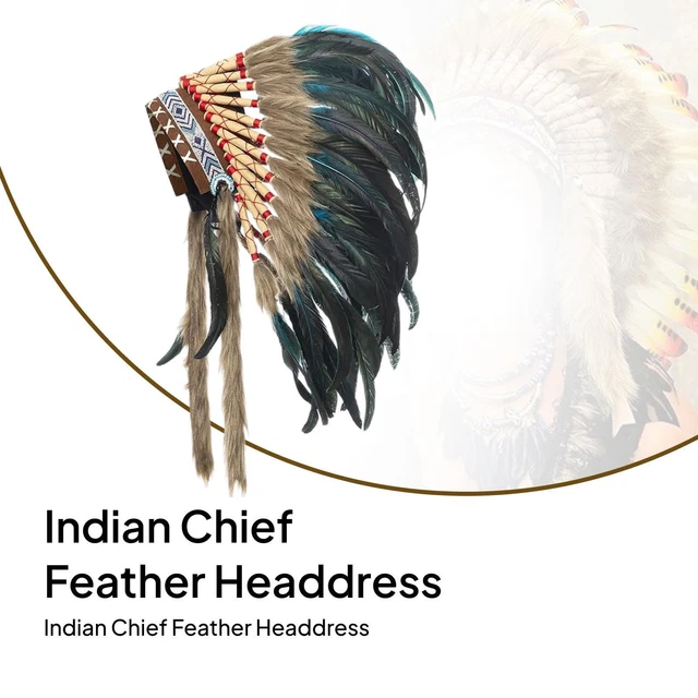 NATIVE AMERICAN INDIAN Headdress Chief Hat Headpiece for Show Carnival ...