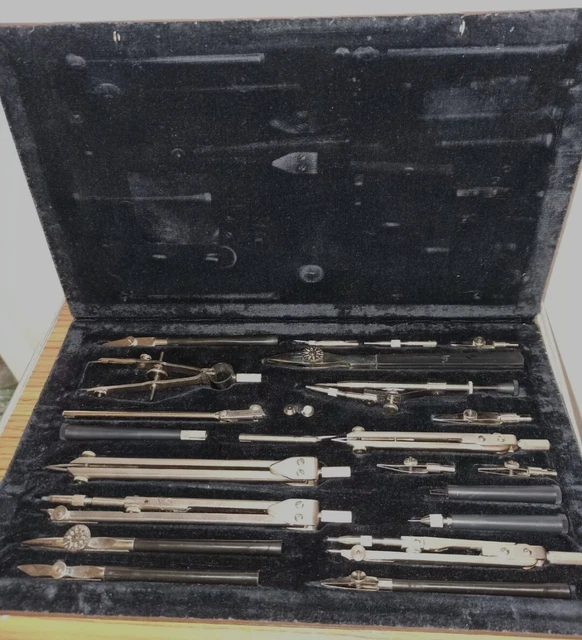 VINTAGE ANTIQUE DRAFTING TOOLS SET GOTOVALNYA NCHK24 PROFESSIONAL USSR ...