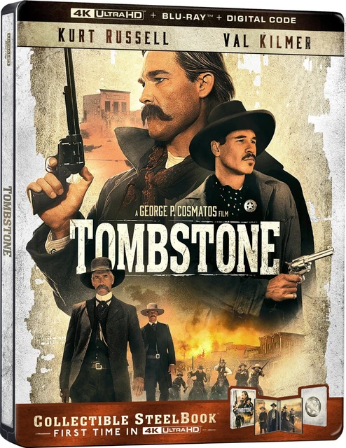 TOMBSTONE (4K/BLU-RAY, 2025, STEELBOOK) Kurt Russell Val Kilmer Western ...