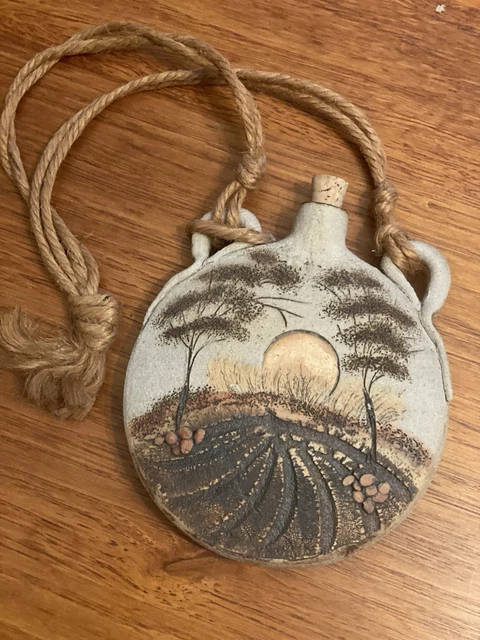 ANTIQUE:CERAMIC HANDMADE POTTERY Flask: Rare: $135 : Free Postage:FPA4 ...