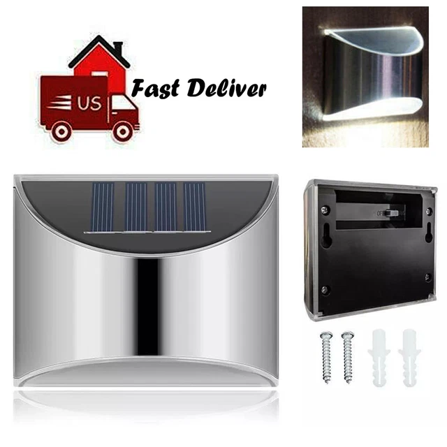 SOLAR GARDEN LED Wall Lamp Light Sensor Fence Patio Yard Lamps Energy ...