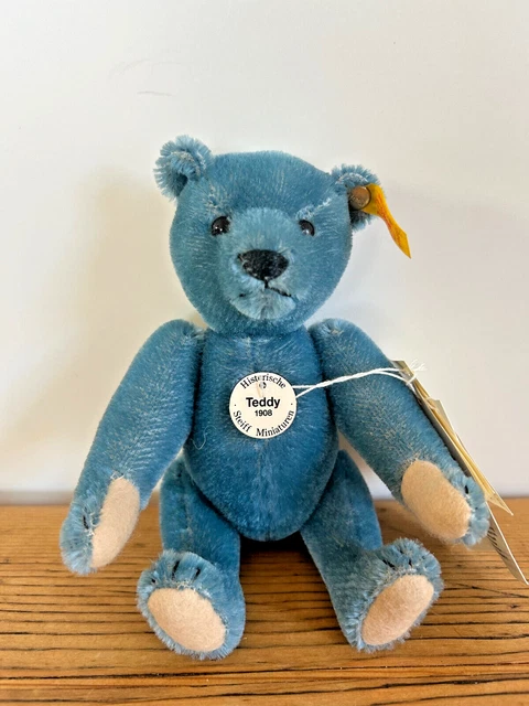 STEIFF BÄR TEDDY Blau 1908 Historische Miniaturen 029233 ca. 16 cm ...