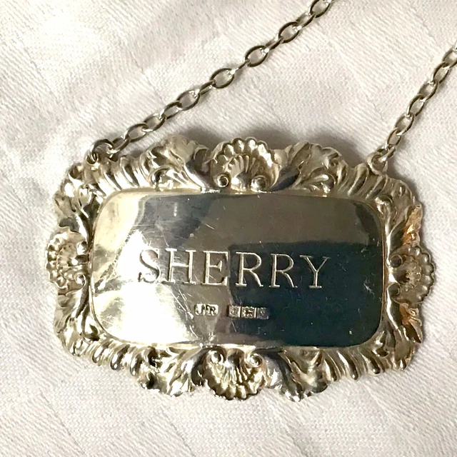 1967 SOLID SILVER SHERRY Decanter Label Hallmarked John Rose £40.00 ...