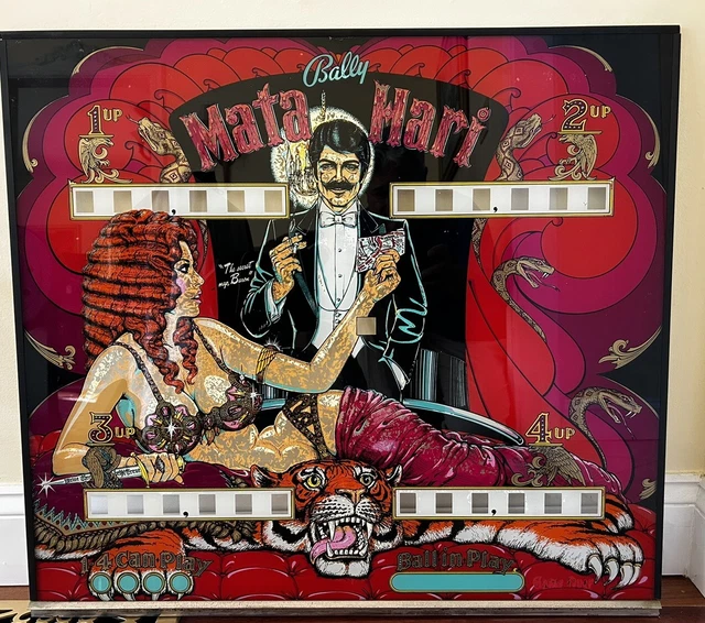 MATA HARI EM Pinball Machine Backglass - Original 1977 EM Glass $240.00 ...