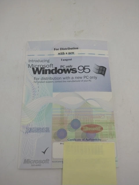 MICROSOFT WINDOWS 95 Booklet/Manual With Certificate Of Authenticity ...