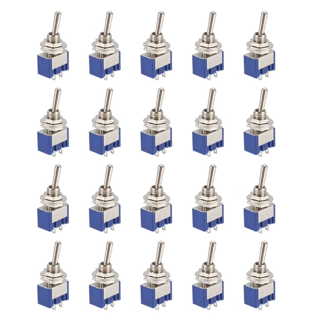 20PCS 125VAC 6A On/off 2 Position Terminal SPST Latching Mini Toggle ...