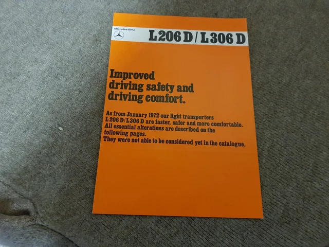 MERCEDES BENZ L206 D & L306 D Van Brochure 1972 EUR 6,98 - PicClick FR