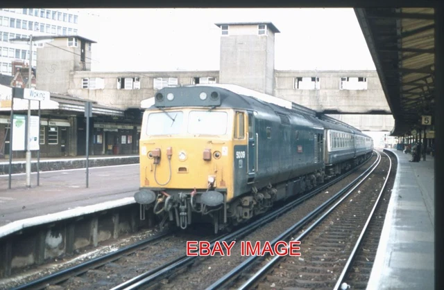 ORIGINAL 35MM SLIDE CLASS 50 LOCO NO 50019 RAMILIES AT WOKING STATION ...