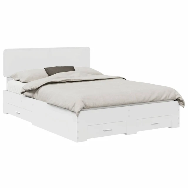 BED FRAME WITH Headboard White 150 x 200 cm Engineered Wood vidaXL £304.22 - PicClick UK