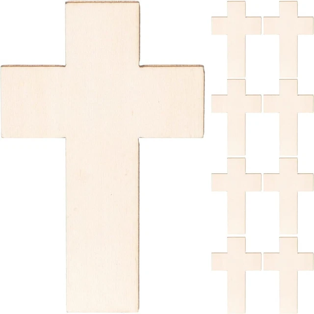 NATURE BLANK WOOD Cutouts Cross Shaped Unfinished Wooden Pieces DIY ...