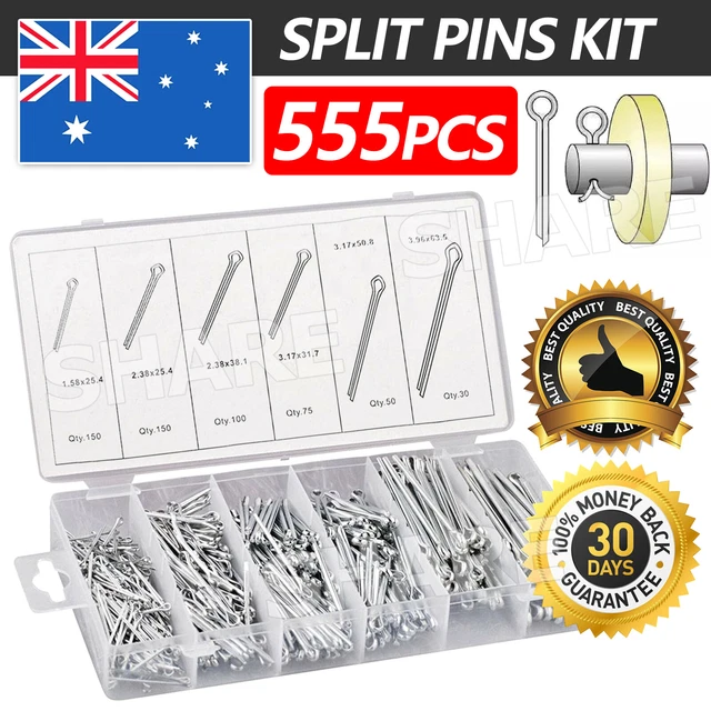 555 PCS PC Cotter Pin Assortment Set Grab Kit Split Lock Pins spring ...