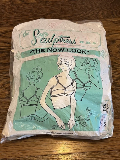NEW VINTAGE 1970'S Sculptress White Poly Bra Style 522 w/Attached ...