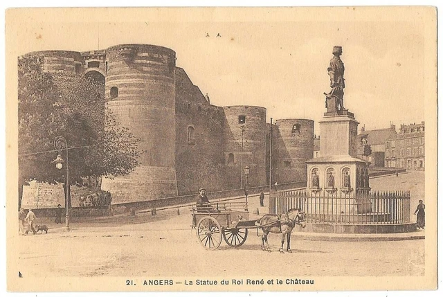 ANGERS 49 LA Statue du Roi René et le Château CPA animée non circulée ...