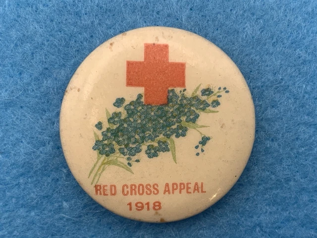 LARGE WW1 ORIGINAL Australian RED CROSS APPEAL 1918 Pin Back Button Day ...