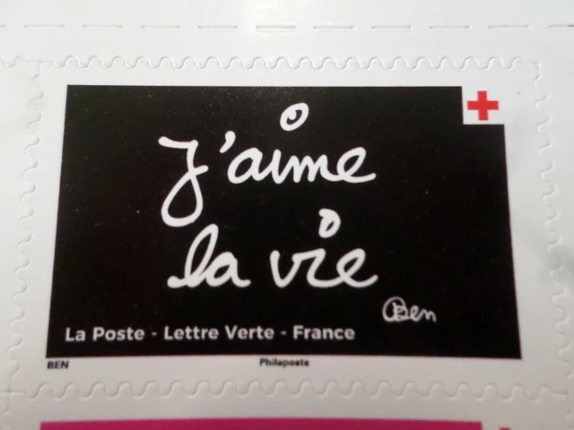 FRANCE 2021 CROIX ROUGE timbre AUTOADHESIF TABLEAU BEN J AIME LA VIE ...