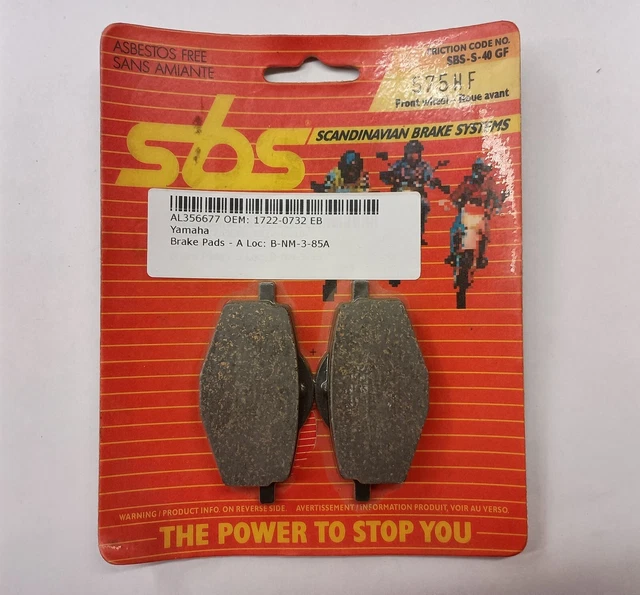 NOS SBS PADS Brake Pads 1985-2007 Yamaha DT TT XT Warrior Banshee Tri-Z ...