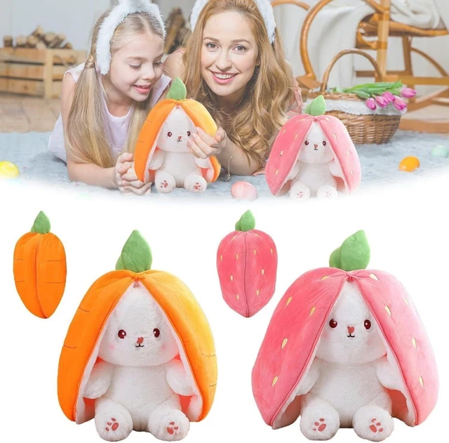 2025 RABBIT MUPPET Toy Reversible Carrot Bunny Strawberry Plush Pillow ...