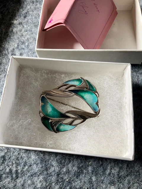 PAT CHENEY STERLING silver enamelled art nouveau brooch vibrant ...