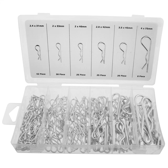 R CLIPS HAIR Pin Hitch Lynch Cotter Assortment Kit 150pc AST07 £8.53 ...