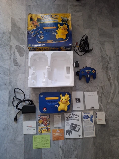 NINTENDO 64 PIKACHU Pokemon Blue Console EUR Limited Edition COMPLETE ...