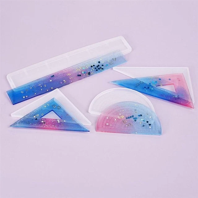 EPOXY RESIN SILICONE Mold Protractor Triangle Right Angle Ruler Mould ...