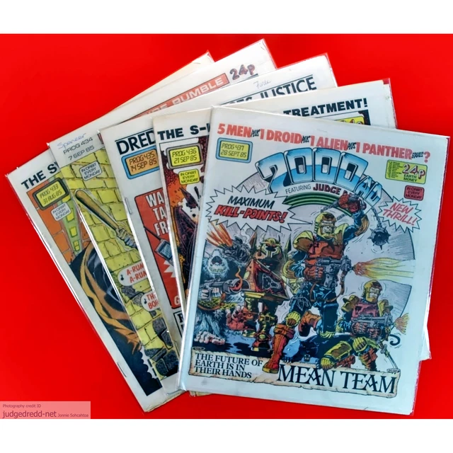 2000AD PROG 433-437 1st Mean Team Comics Bags & Board 14 9 85 UK 1985 ...