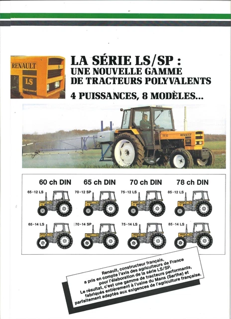 BROCHURE PROSPECTUS TRACTEURS RENAULT série LS / SP EUR 6,98 - PicClick FR