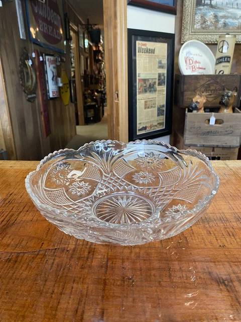 VINTAGE CUT GLASS Scalloped Tooth Edge Serving Bowl $20.00 - PicClick