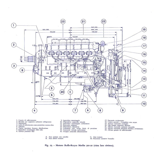 ROLLS ROYCE MERLIN Aero Engine Plan Blueprints Rare Detail Period ...