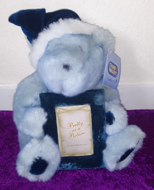 CHAD VALLEY CUDDLE Club Blue Teddy Bear With Photo Frame &Label £12.95 ...