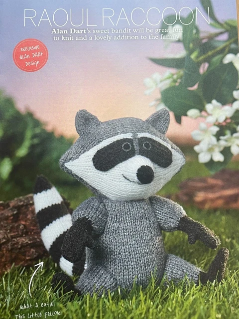 KNITTING PATTERN ALAN Dart Raoul raccoon - Animal toy 20cm tall ...