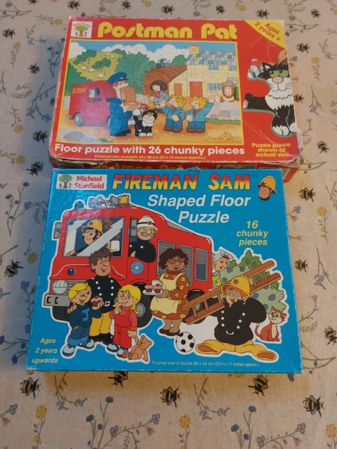 VINTAGE POSTMAN PAT (1990) & FIREMAN SAM CHUNKY FLOOR JIGSAWS, 27 X 19 ...
