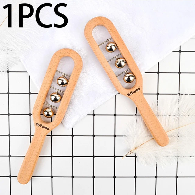 WOOD HAND RATTLE Portable Musical Instrument Handbells for Girls Boys £ ...