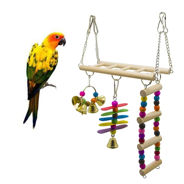 PET BIRD LADDER Toys Set Bird Cage Ladder Hanging Toys Chain Bridge ...