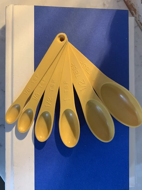 VINTAGE FOLEY MEASURING Spoons Mustard Nesting Set of 6 Stackable ...