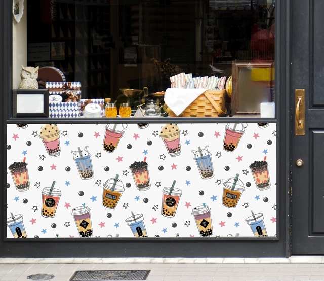3D PEARL TEA O2038 Bubble Tea Shop Window Stickers Vinyl Wallpaper ...