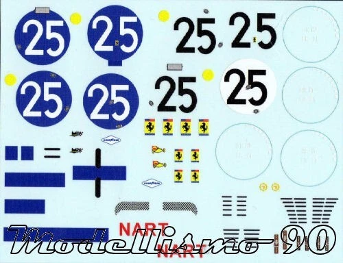DECAL SHEET 1/43 Ferrari 412P NART #25 24H Le Mans 1967 Rodriguez ...