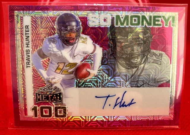 TRAVIS HUNTER 2024 Leaf Metal Football 5/6 Auto So Money EUR 30,37 ...