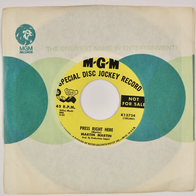 MARTIN MARTIN : Press Right Here US Psych Mod Rock 45 neuf comme neuf ...