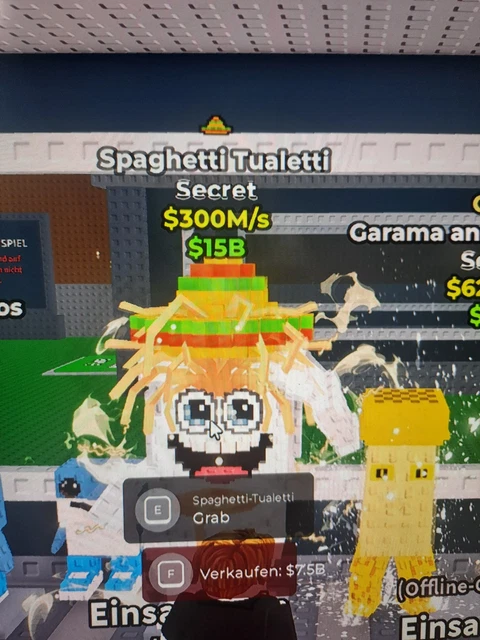 SPAGHETTI TOILETTE STEAL A Brainrot EUR 50,00 - PicClick DE