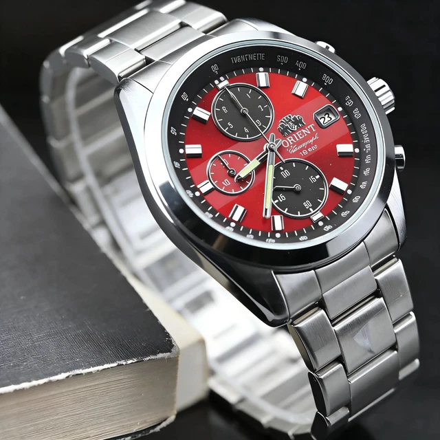 ORIENT WATCH MEN'S Quartz Chronograph Red Dial Stainless Steel Band ...