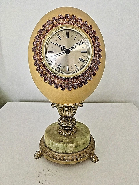 OSTRICH EGG HAND Decorated Clock - Very Unique Rare Collectable Clock £ ...