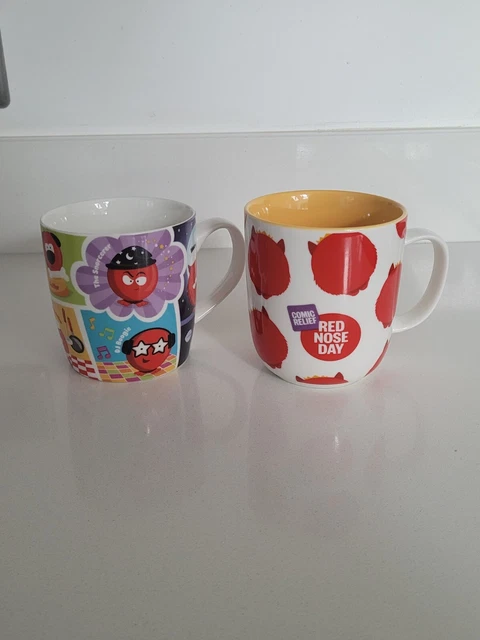 COMIC RELIEF MUGS Red Nose Day Cup Ceramic Red White Logo X 2 £15.00 ...