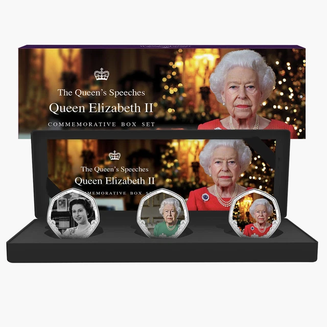THE QUEEN'S SPEECH First Edition Silver Coin Elizabeth II Commemorative ...