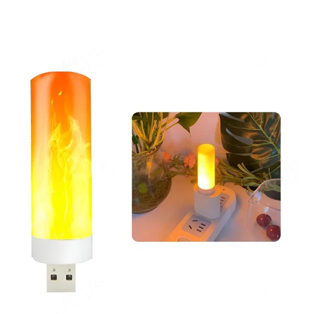 CANDLE USB LIGHT Atmosphere Flame Flashing Power Bank Effect Light ...