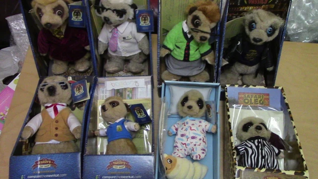 COMPLETE ORIGINAL COLLECTION full set Compare the Meerkat toys + Oleg ...