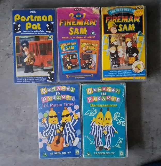 5 VHS VIDEO Joblot Postman Pat, Bananas In Pyjamas, Fireman Sam BOXES ...