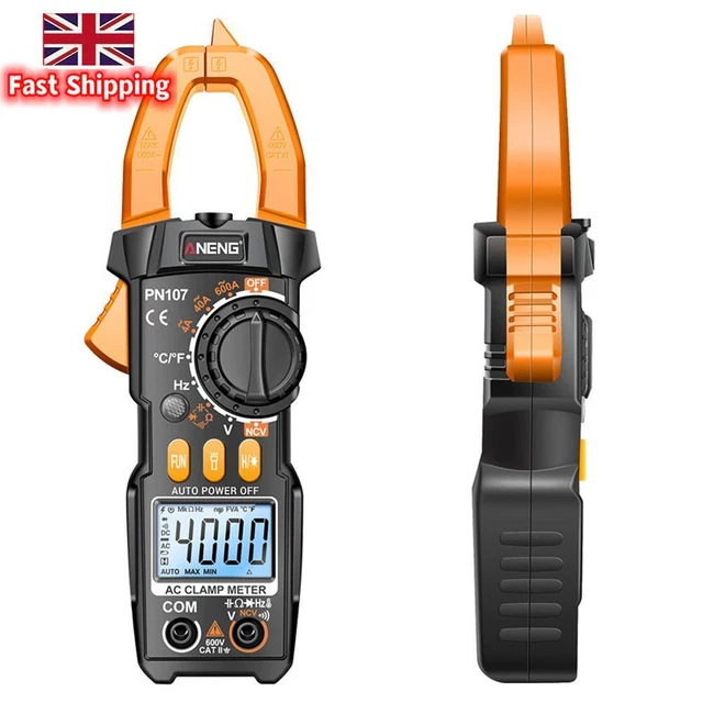 DIGITAL CLAMP METER Multimeter 4000 Counts Voltmeter Ammeter LCD ...