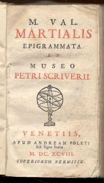 1698 - MARTIALIS, Marcus Valerius - Epigrammata. Ex museo Petri ...