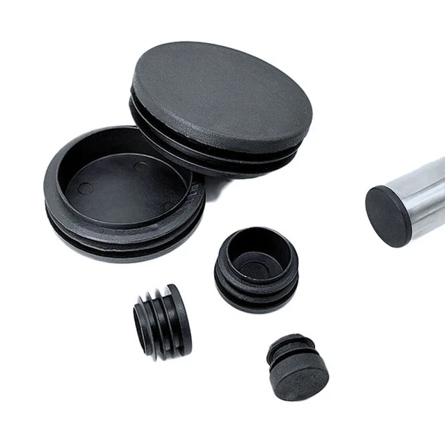 BLACK ROUND PLASTIC Blanking End Caps Pipe Tube Inserts Plugs Bungs ...